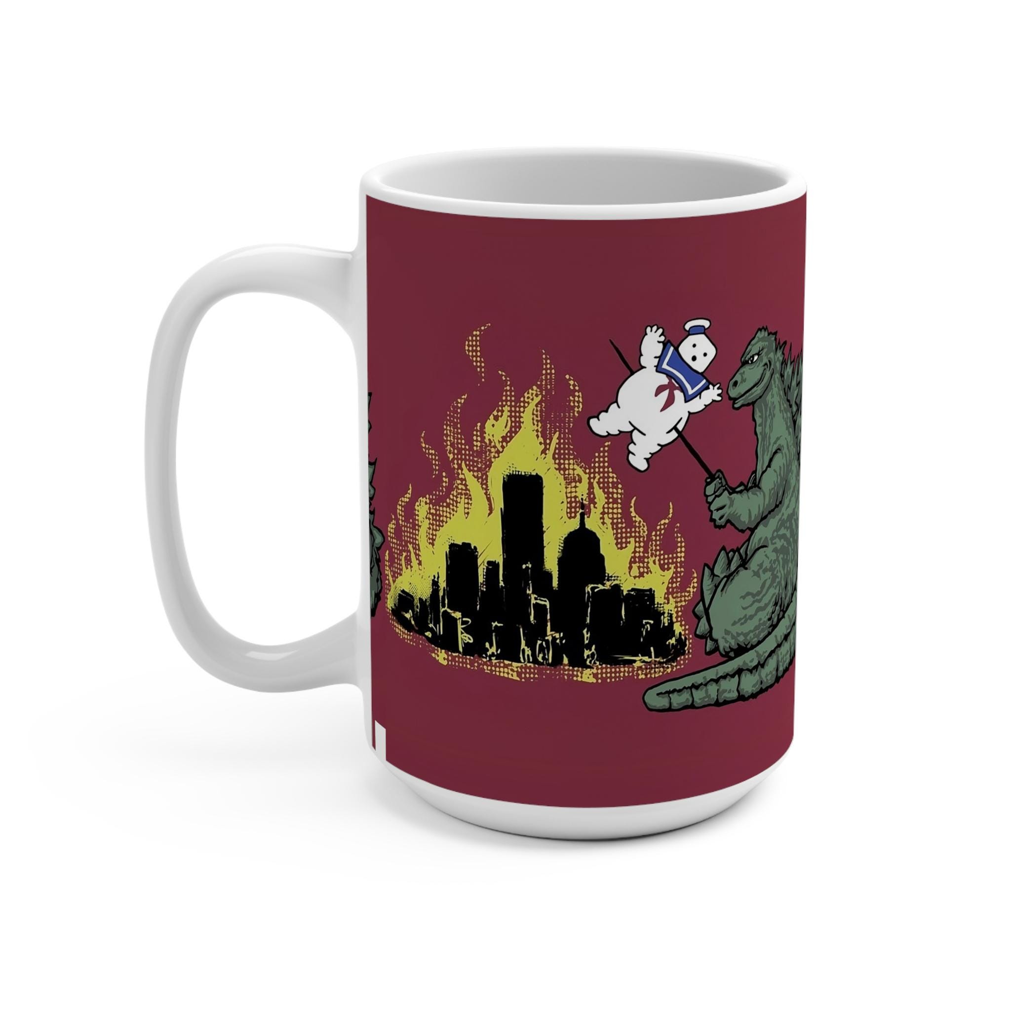 Godzilla Vs Stay Puft Marshmallow Man Mug, Giant Monster Battle Coffee ...