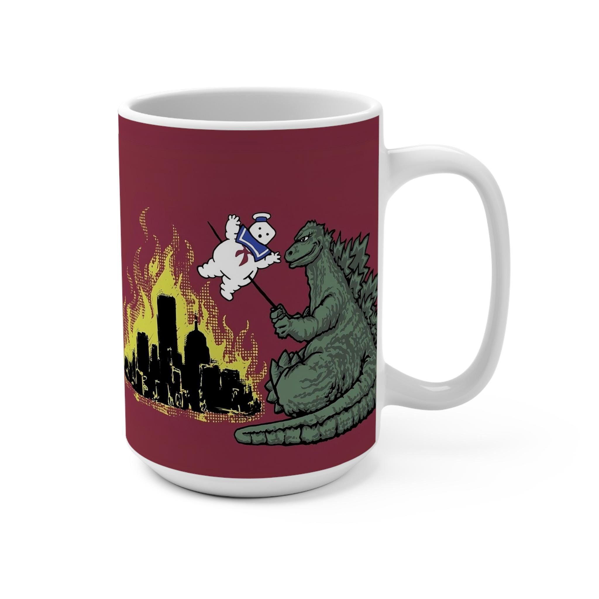 Godzilla Vs Stay Puft Marshmallow Man Mug, Giant Monster Battle Coffee ...