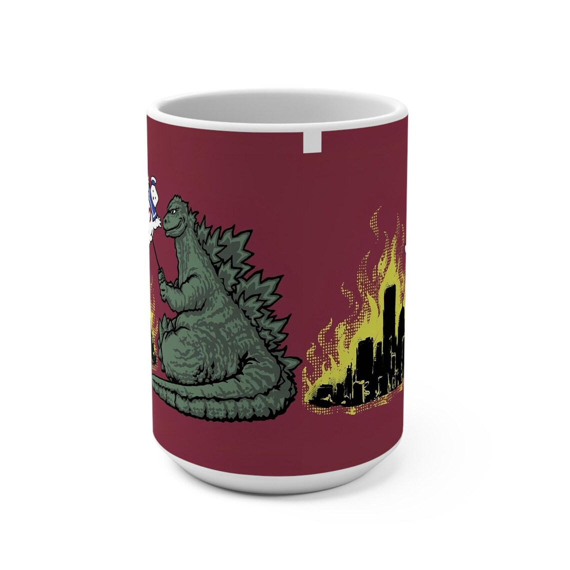 Godzilla Vs Stay Puft Marshmallow Man Mug, Giant Monster Battle Coffee ...
