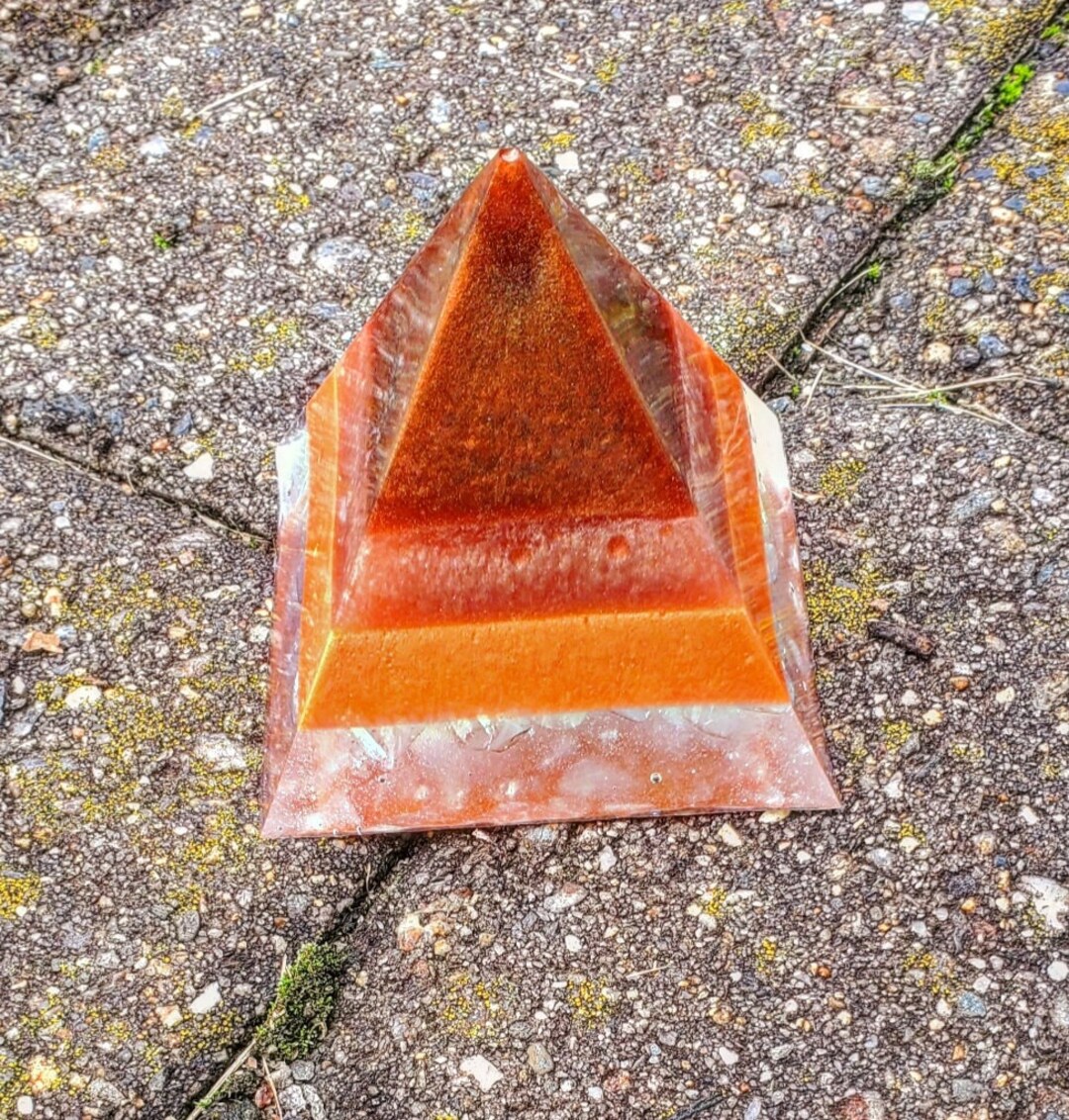 Burnt Orange Resin Pyramid With Clear Quartz - Etsy