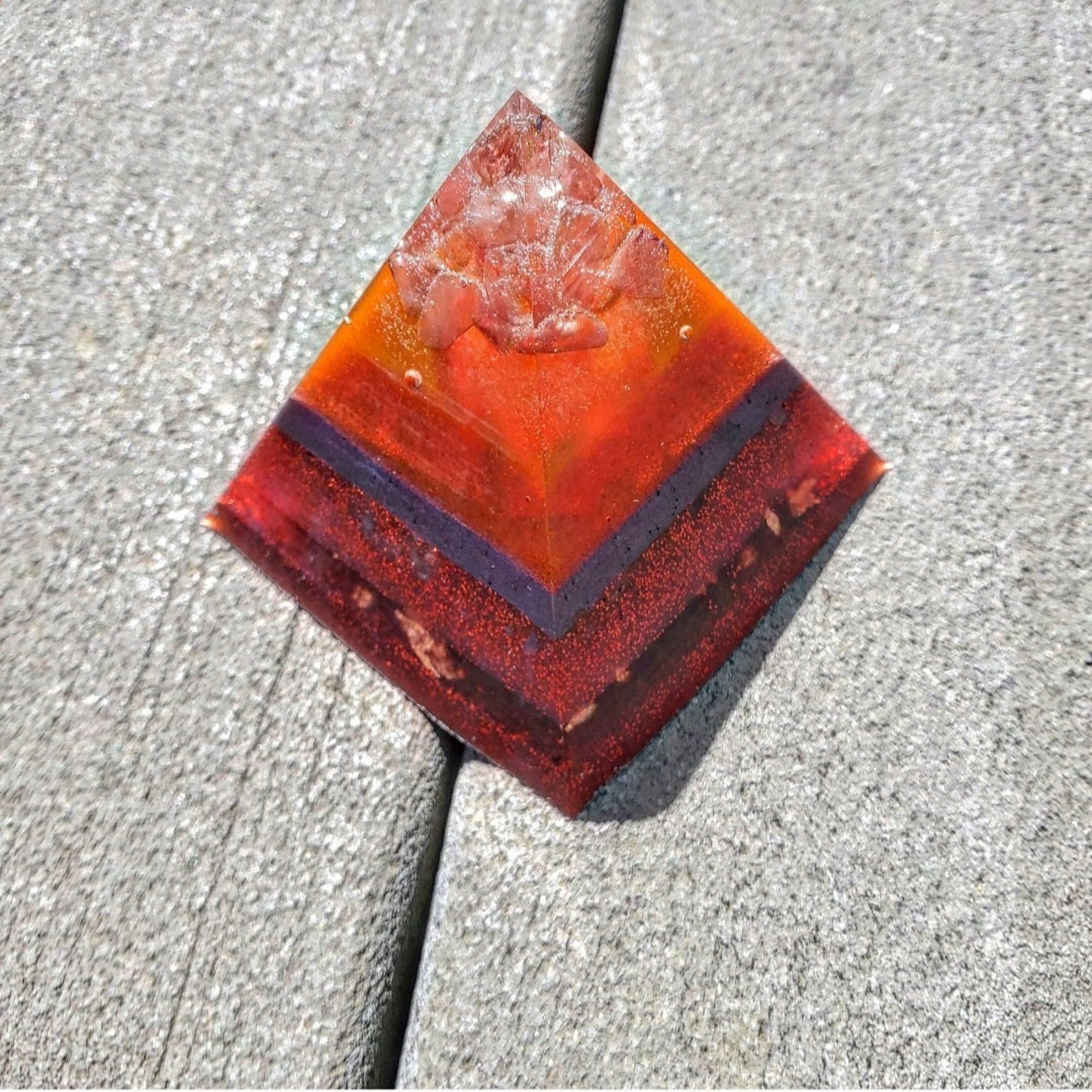 Red Orgonite Pyramid With Clear and Cherry Quartz - Etsy