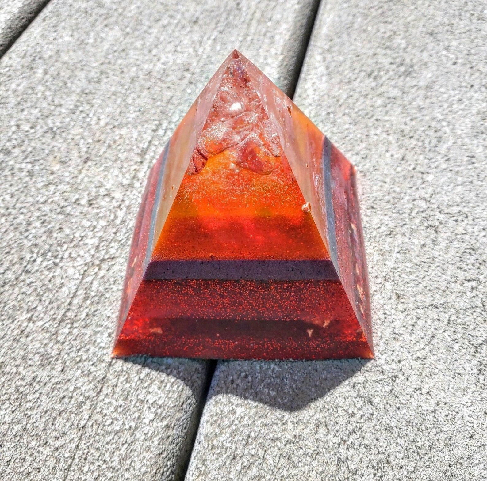 Red Orgonite Pyramid With Clear and Cherry Quartz - Etsy