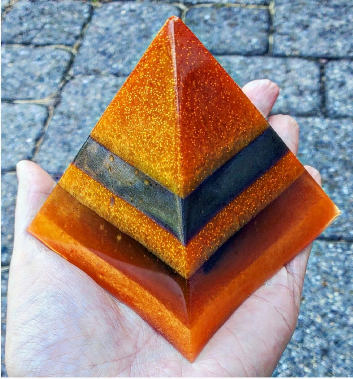 Orange and Black Orgonite/resin Pyramid With Shungite - Etsy