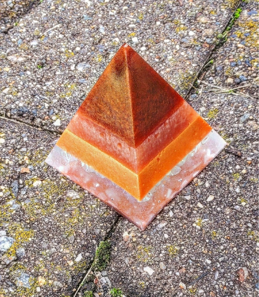Burnt Orange Resin Pyramid With Clear Quartz - Etsy