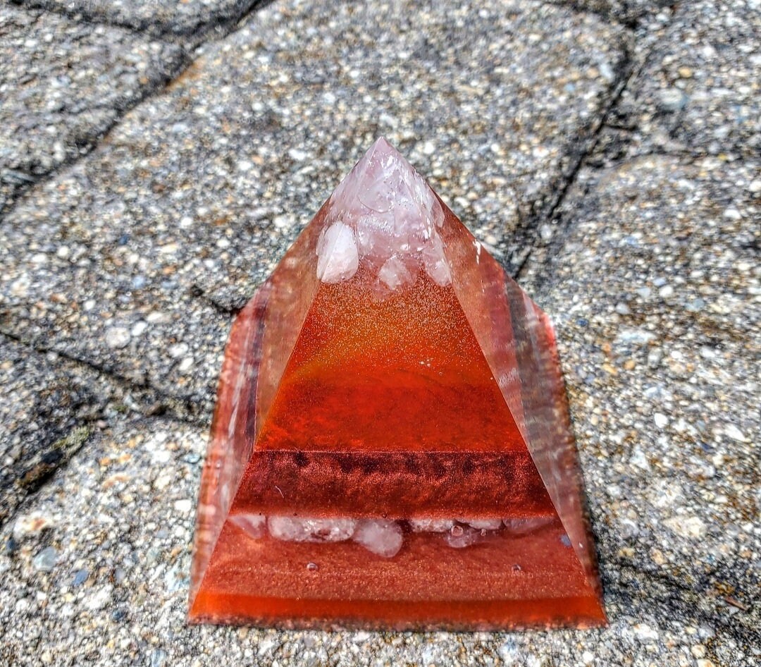Red Orgonite Pyramid With Cherry Quartz - Etsy