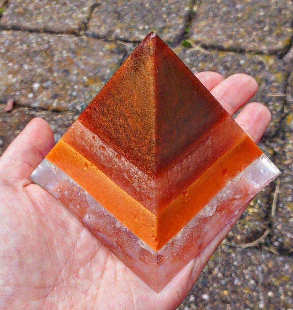 Burnt Orange Resin Pyramid With Clear Quartz - Etsy