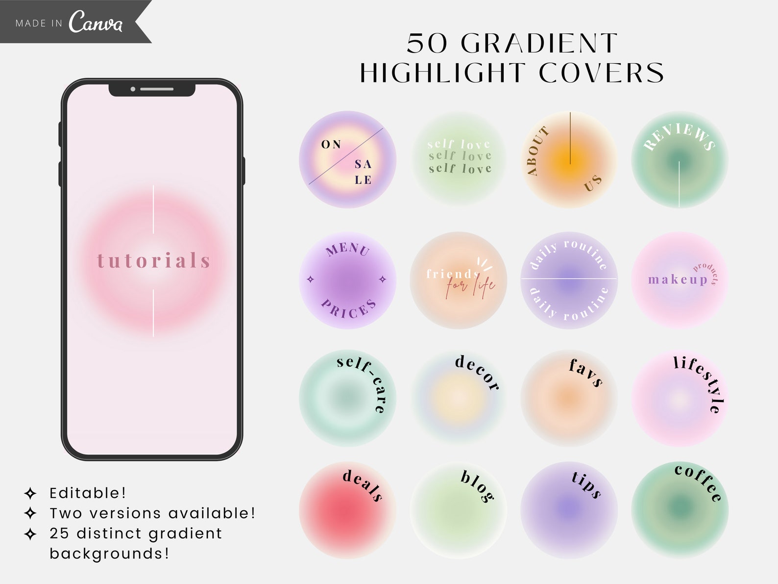50 Gradient Highlight Icons | Gradient Instagram Highlights Covers ...