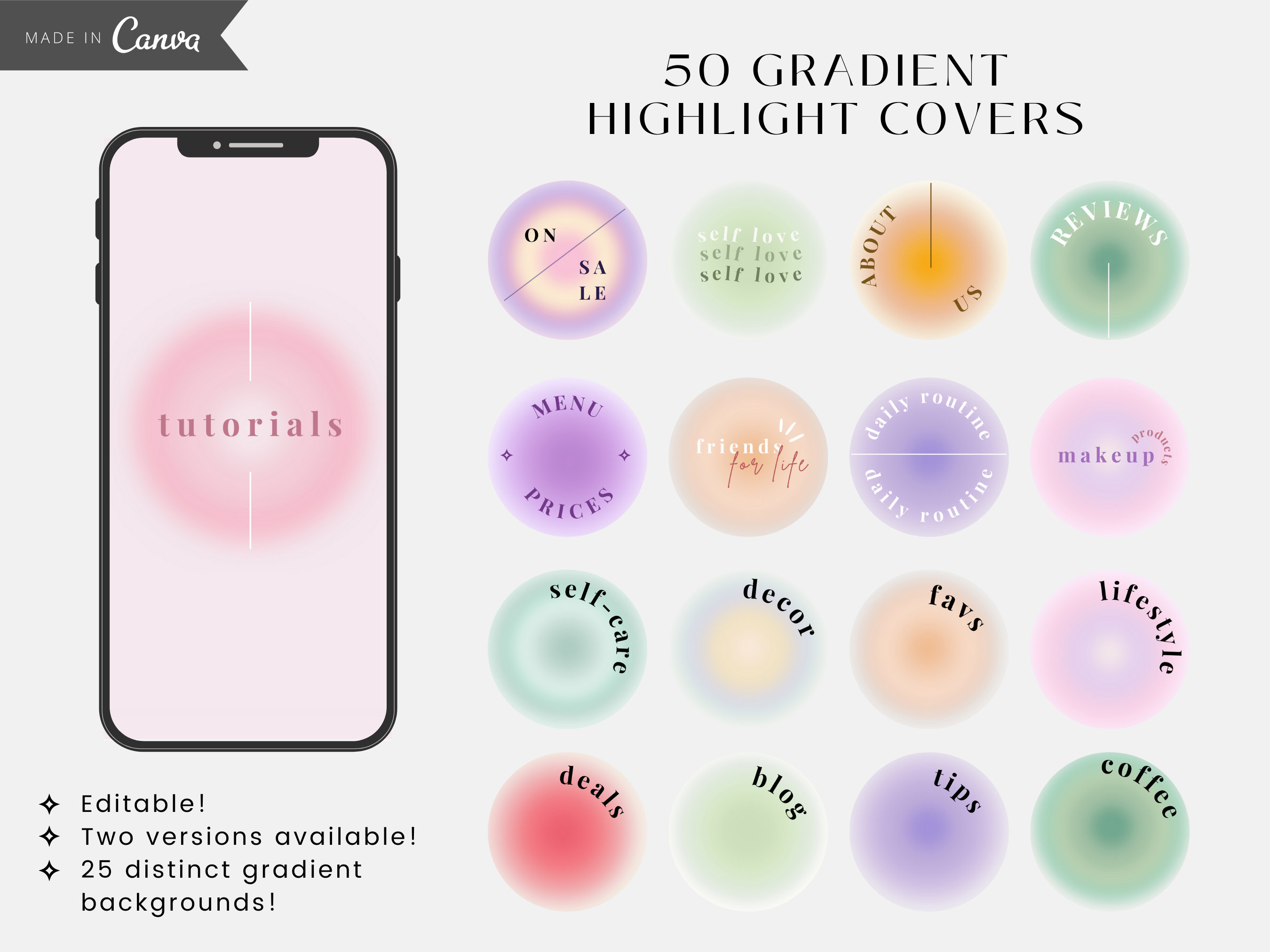50 Gradient Highlight Icons | Gradient Instagram Highlights Covers ...