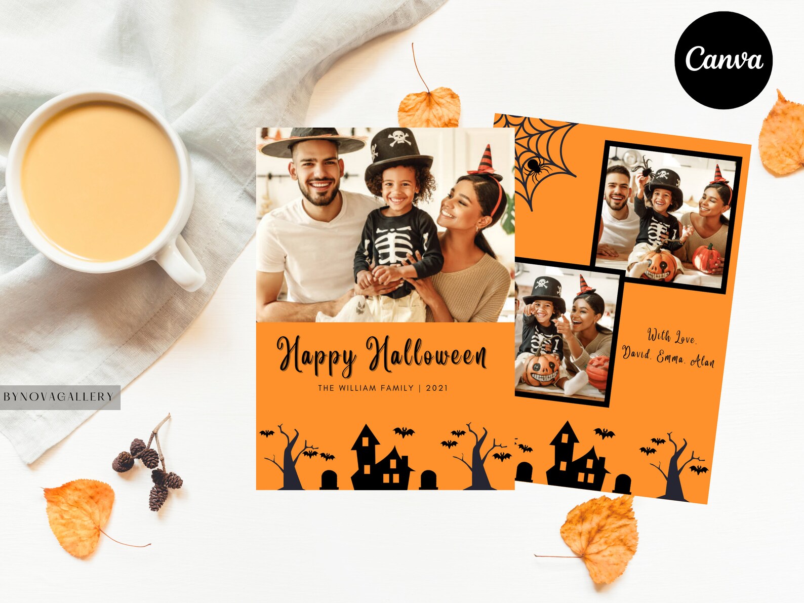 Editable Halloween Photo Card Template| Canva| Printable Halloween ...