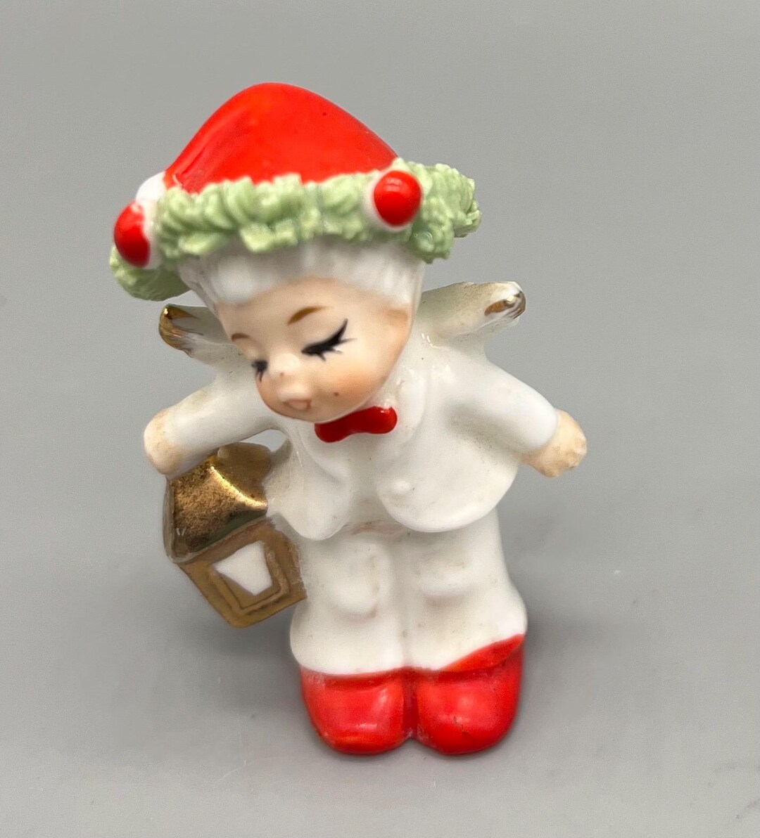 Small Angel Vintage Napco Bone China Christmas Miniature Kissing Boy ...
