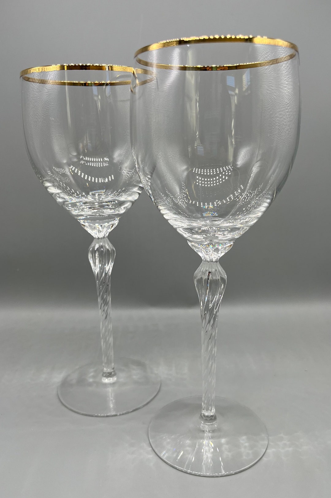 Vintage Lenox Monroe Set of 2 Gold Trim Crystal Goblets/wine Glasses ...