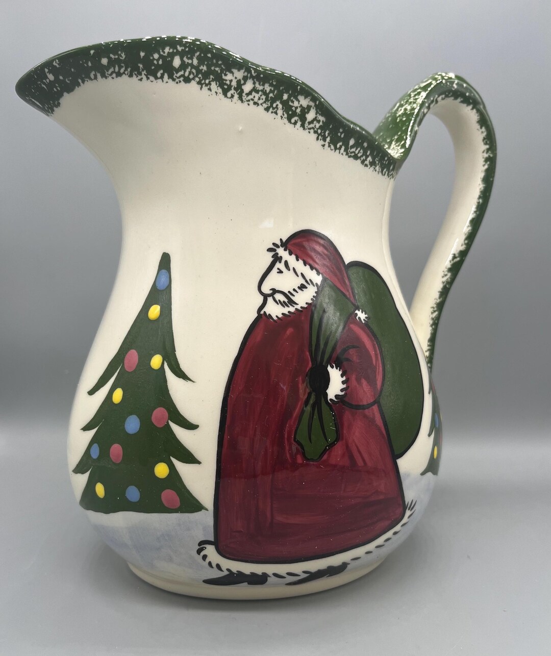 Vintage Ceramic Hand Painted Santa Claus Pitcher Made in the USA - Etsy