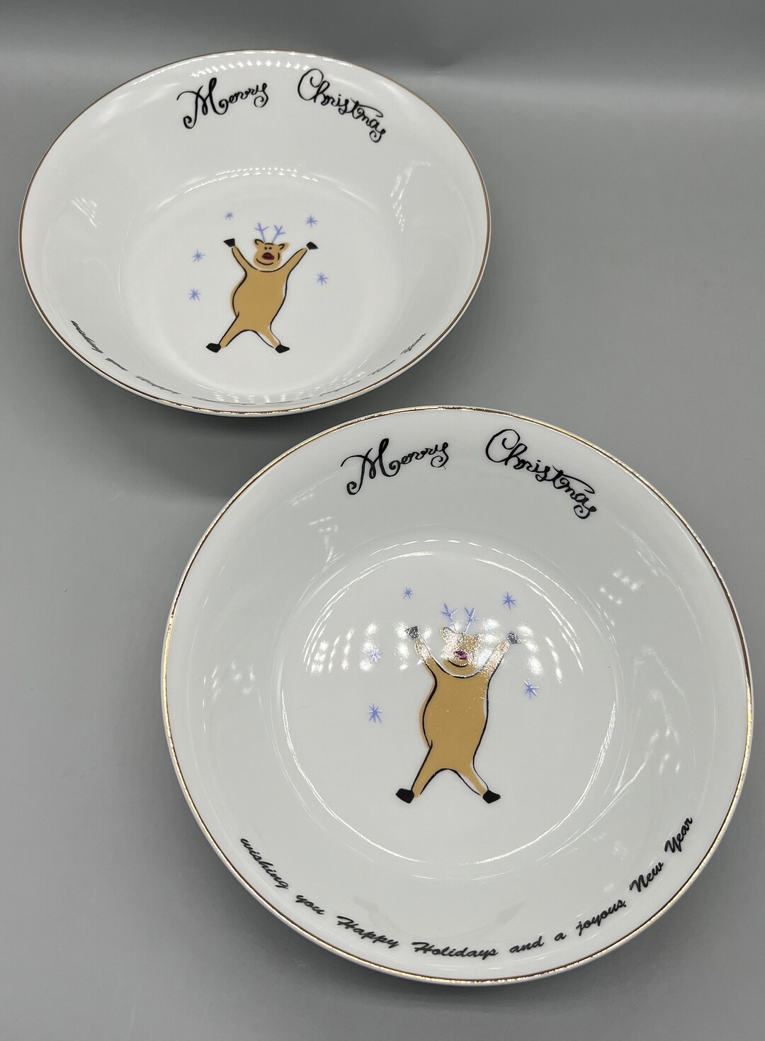 Vintage Merry Brite Merry Christmas Ceramic Soup/cereal Bowl Reindeer ...