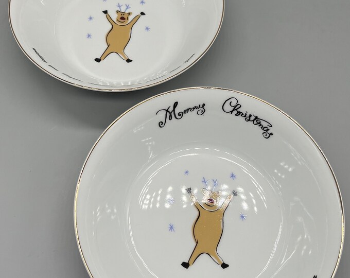 Vintage Merry Brite Merry Christmas Ceramic Soup/cereal Bowl ~ Reindeer ...