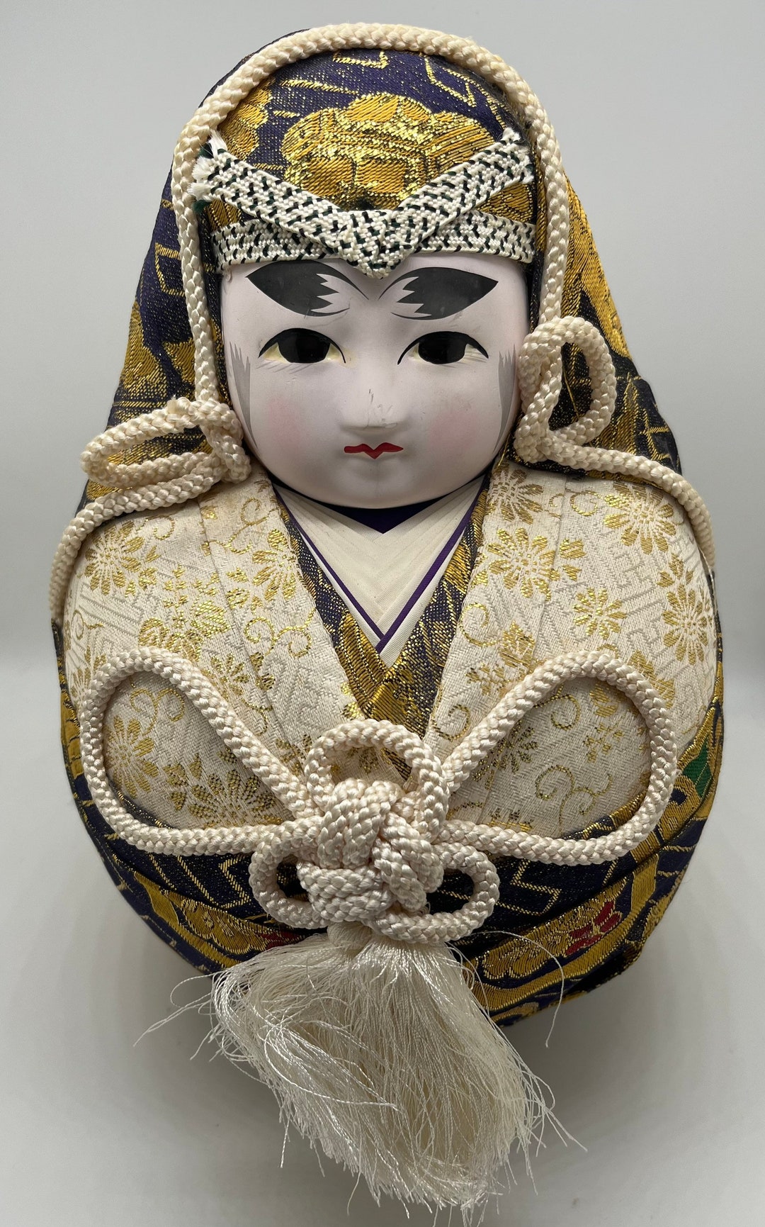 Vintage Japanese Wedding Doll Roly Poly Hime Daruma Doll Painted Face ...