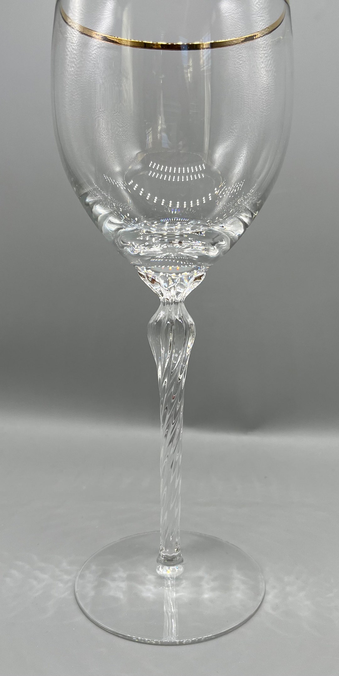 Vintage Lenox Monroe Gold Trim Crystal Wine Glass/goblet Twisted Stem 8 ...