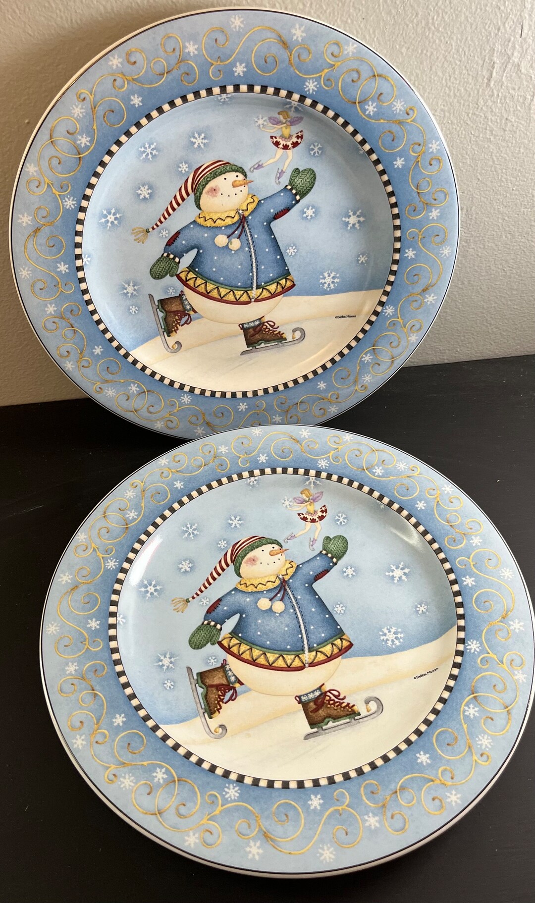 Vintage Oneida Christmas Snow Fairies Stoneware Set of 2 Salad/dessert ...