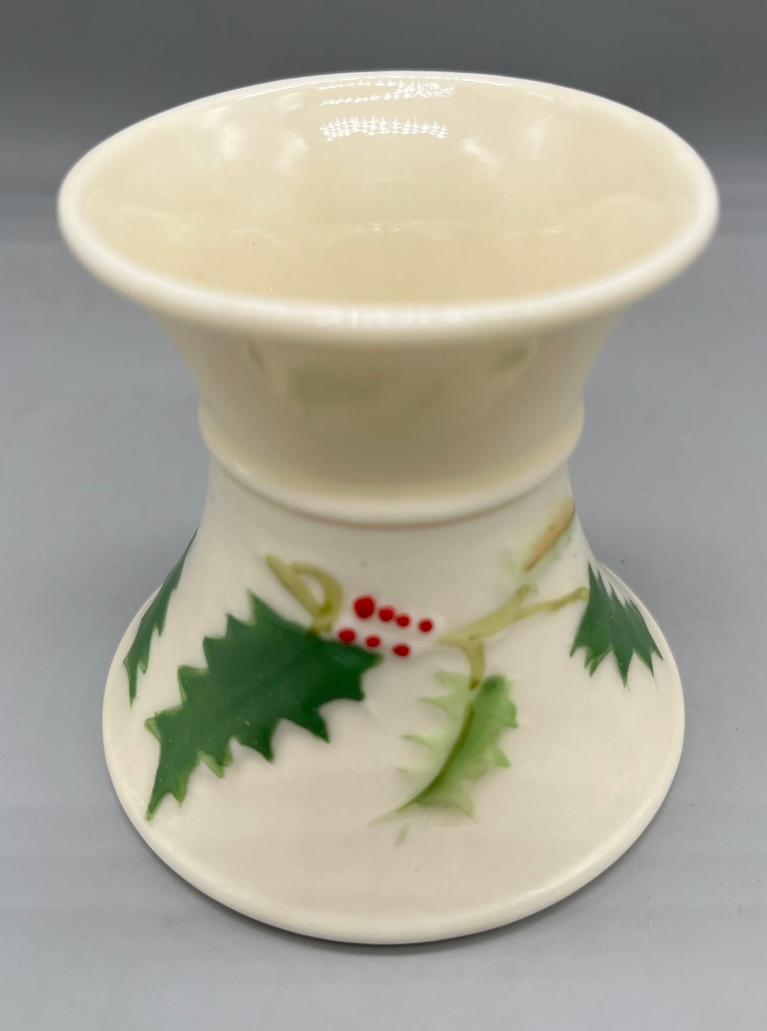 Belleek Ireland Holly Painted Pottery Candlestick Holder Christmas - Etsy