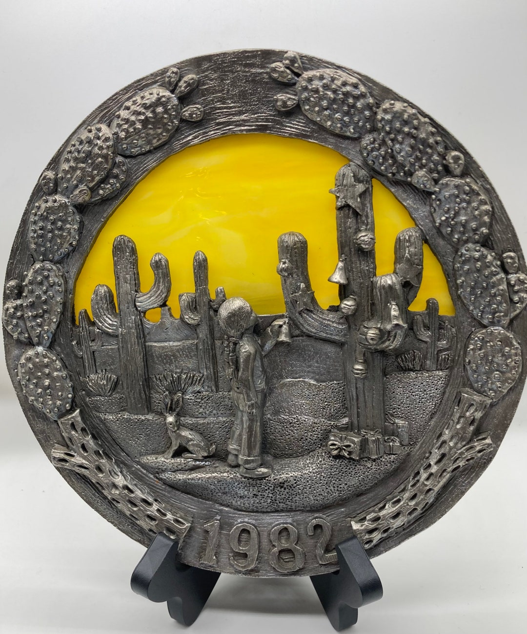 Pewter Christmas Plate Southwestern Christmas Vtg Michael Ricker Pewter ...