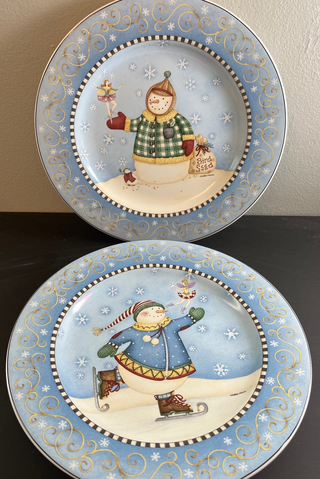 Vintage Oneida Christmas Snow Fairies Stoneware Set of 2 Salad/dessert ...