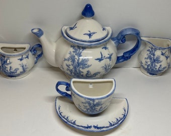 Blue Toile Tea Set - Etsy