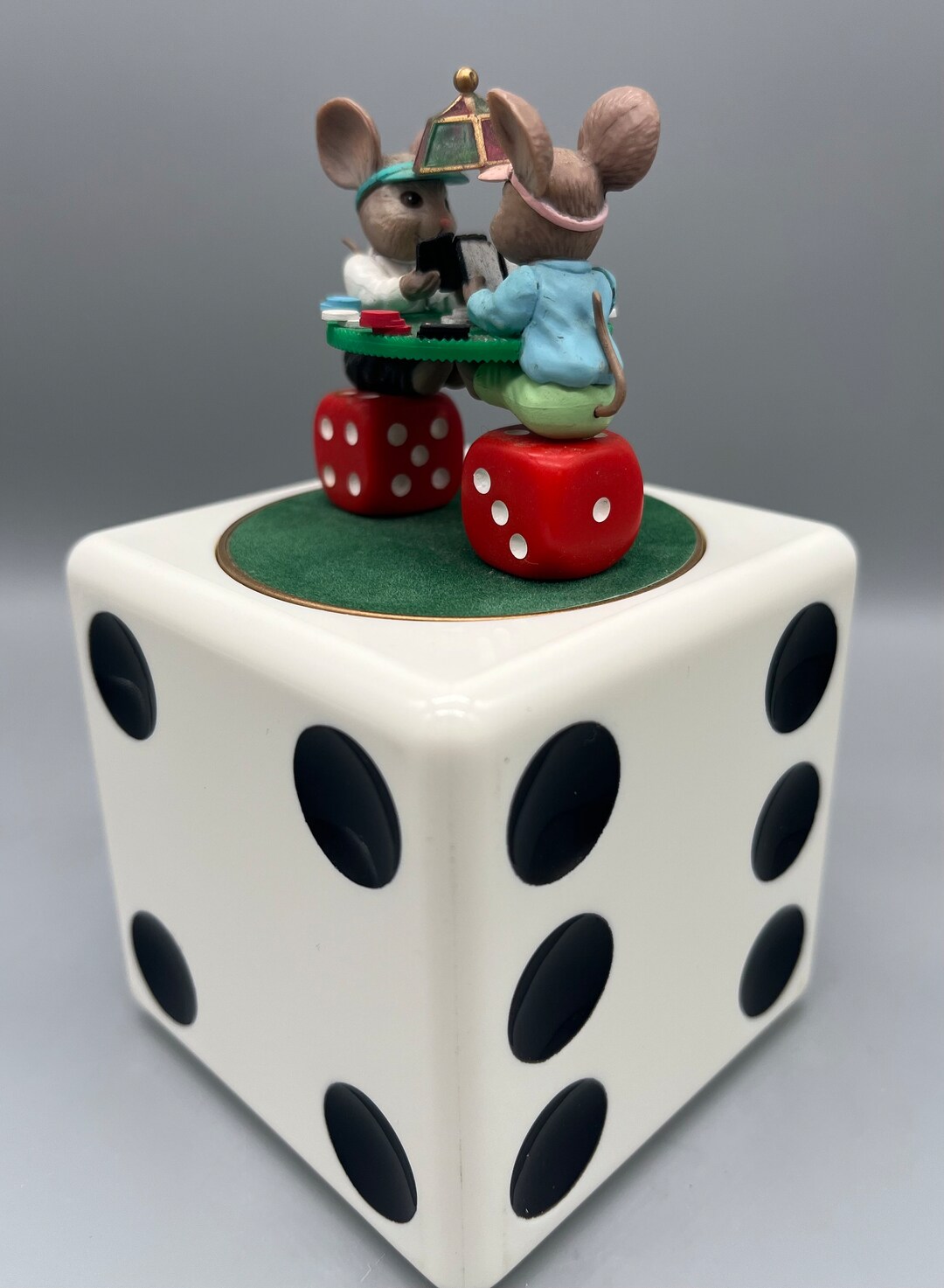 Vintage Enesco the Gambler Casino Musical Revolving Mice on Dice Music ...
