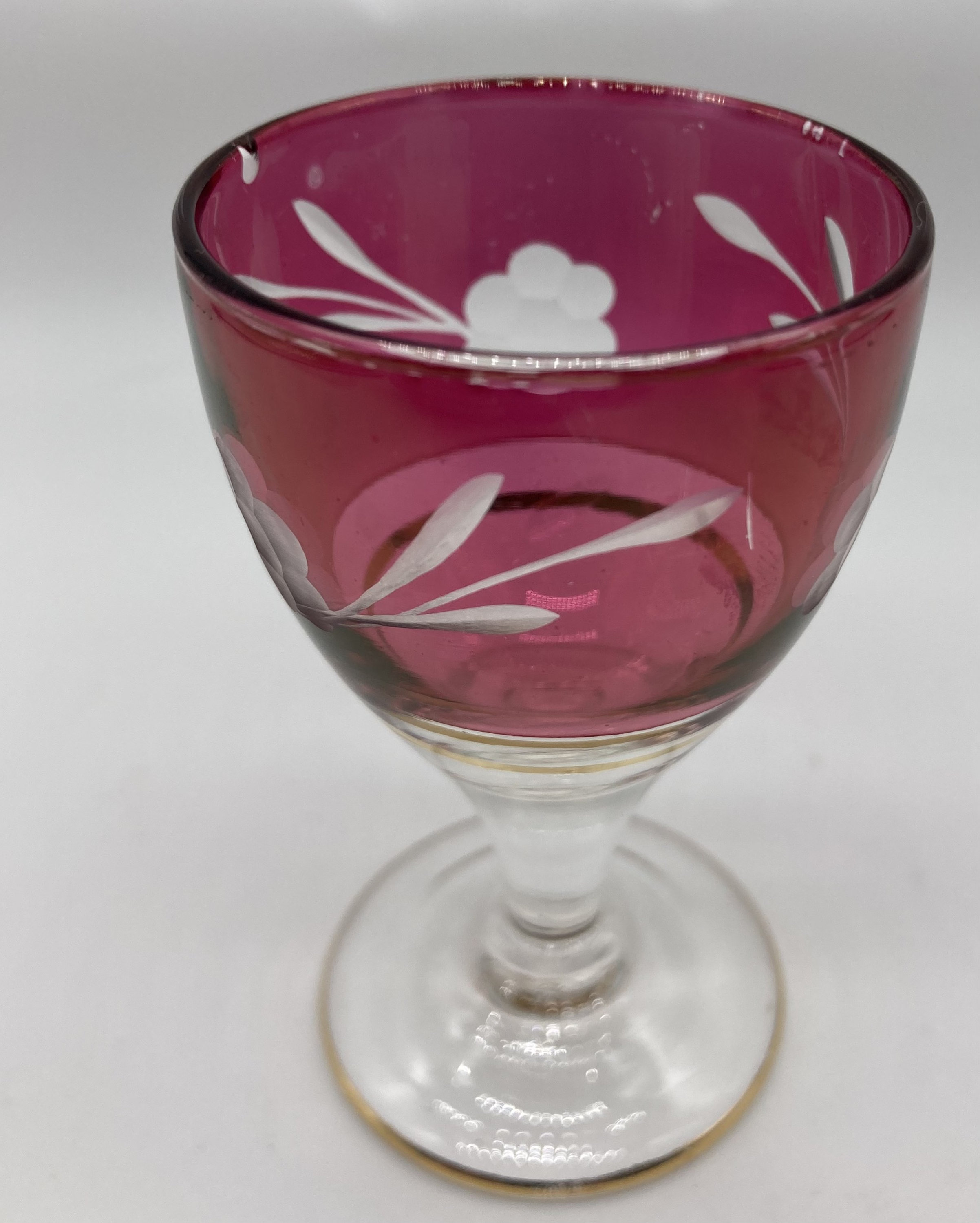 Vintage MCM Ruby Red Flash Etched Glass Decanter With 4 Footed - Etsy