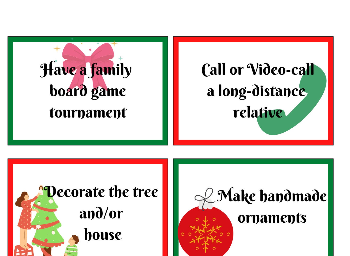 Advent Activity Cards 25 Activities for the Christmas Season Printable ...