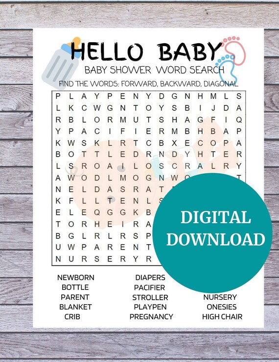 Baby Word Search Baby Shower WORD SEARCH GAME Printable - Etsy