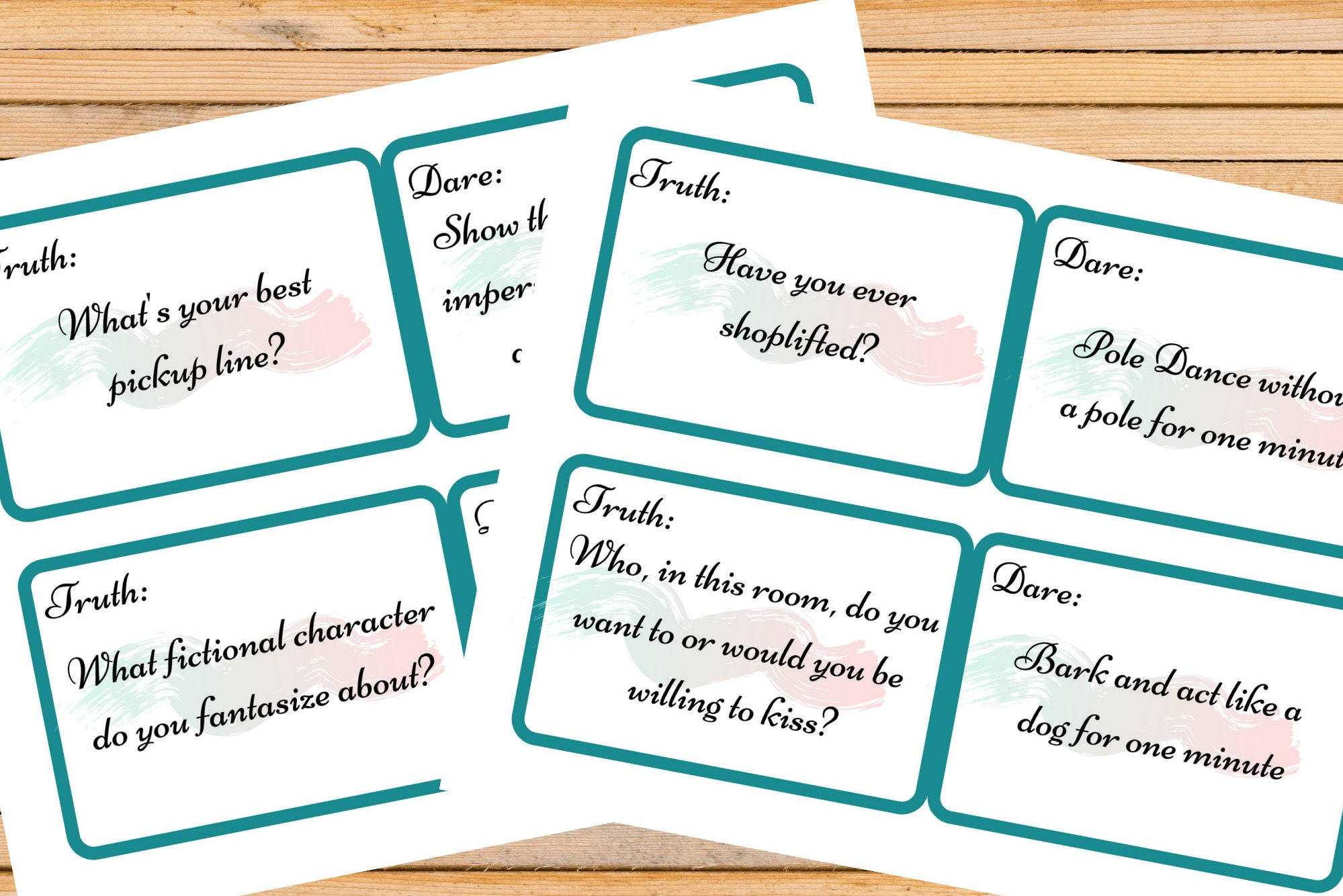 120 Adult Truth or Dare Cards - Truth or Drink Cards - Great Party Game ...