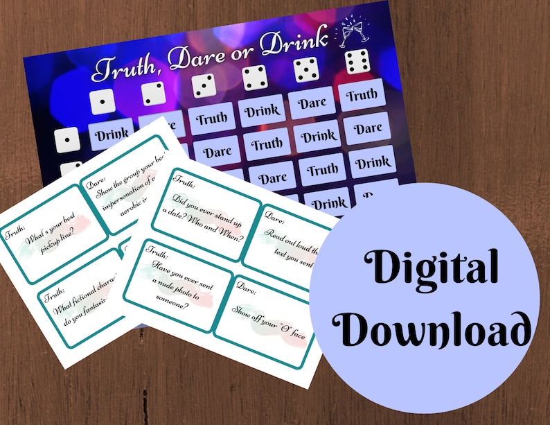 Truth or Dare Game Pack Truth, Dare or Drink Dice Game and 120 Adult ...