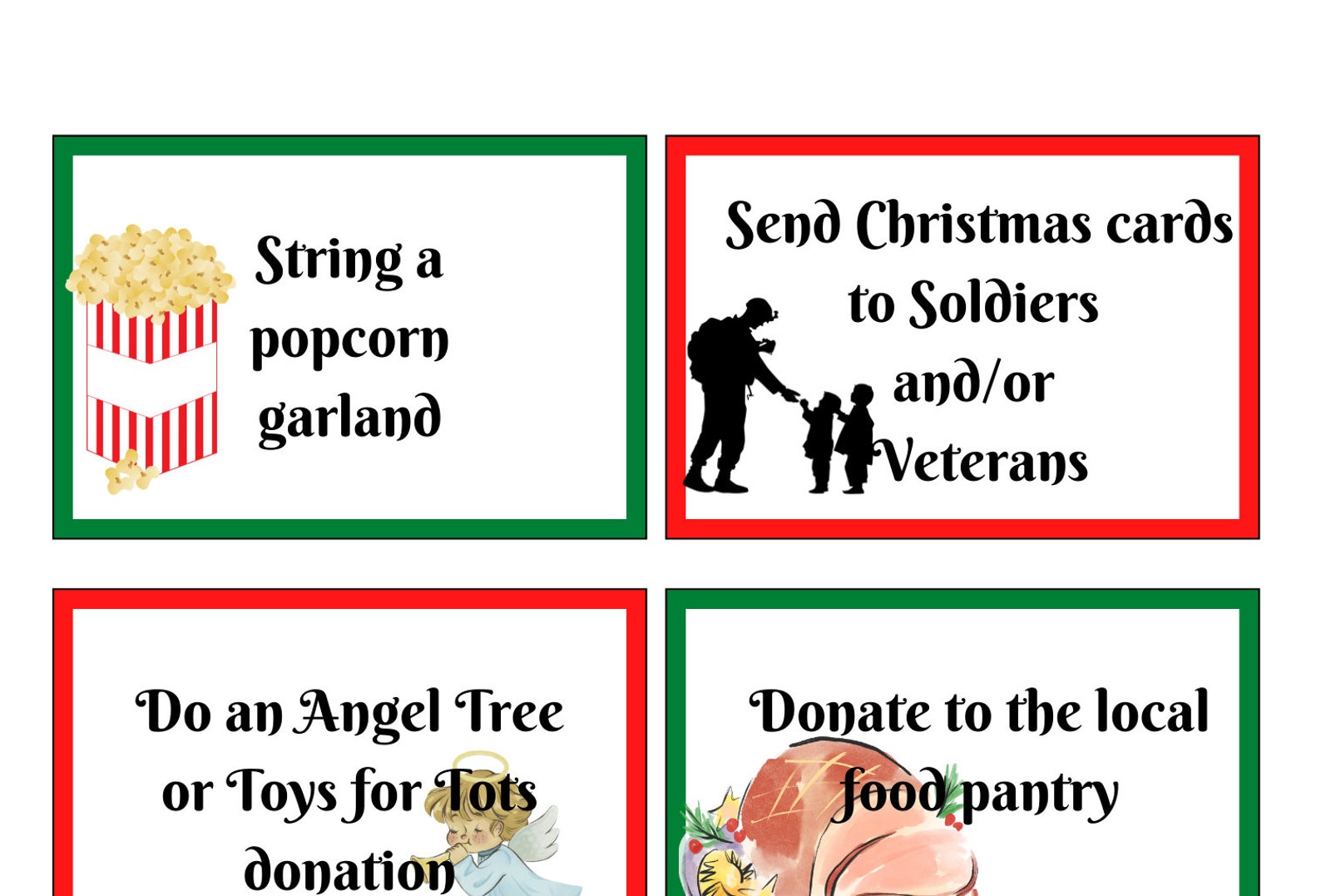 Advent Activity Cards 25 Activities for the Christmas Season Printable ...