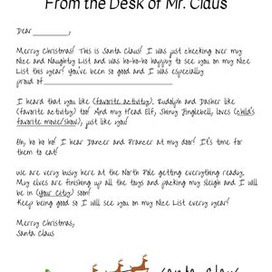 Personalized Letter From Santa Printable and Personalized - Etsy