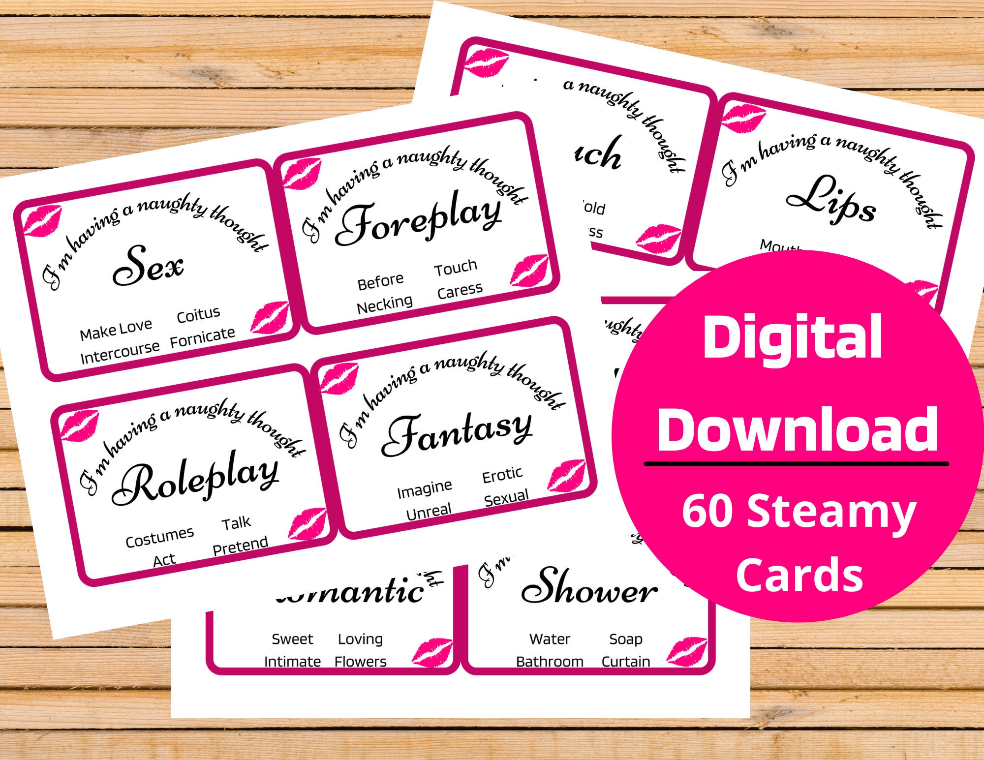 Naughty Thoughts Card Game for Adults Only Erotic Taboo-style Game 60 ...