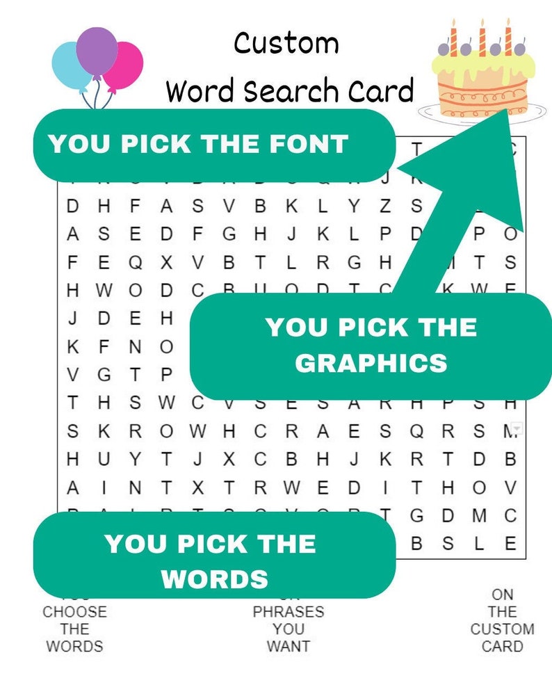 Custom Card Personalized Word Search Card Card for Any Occasion or ...