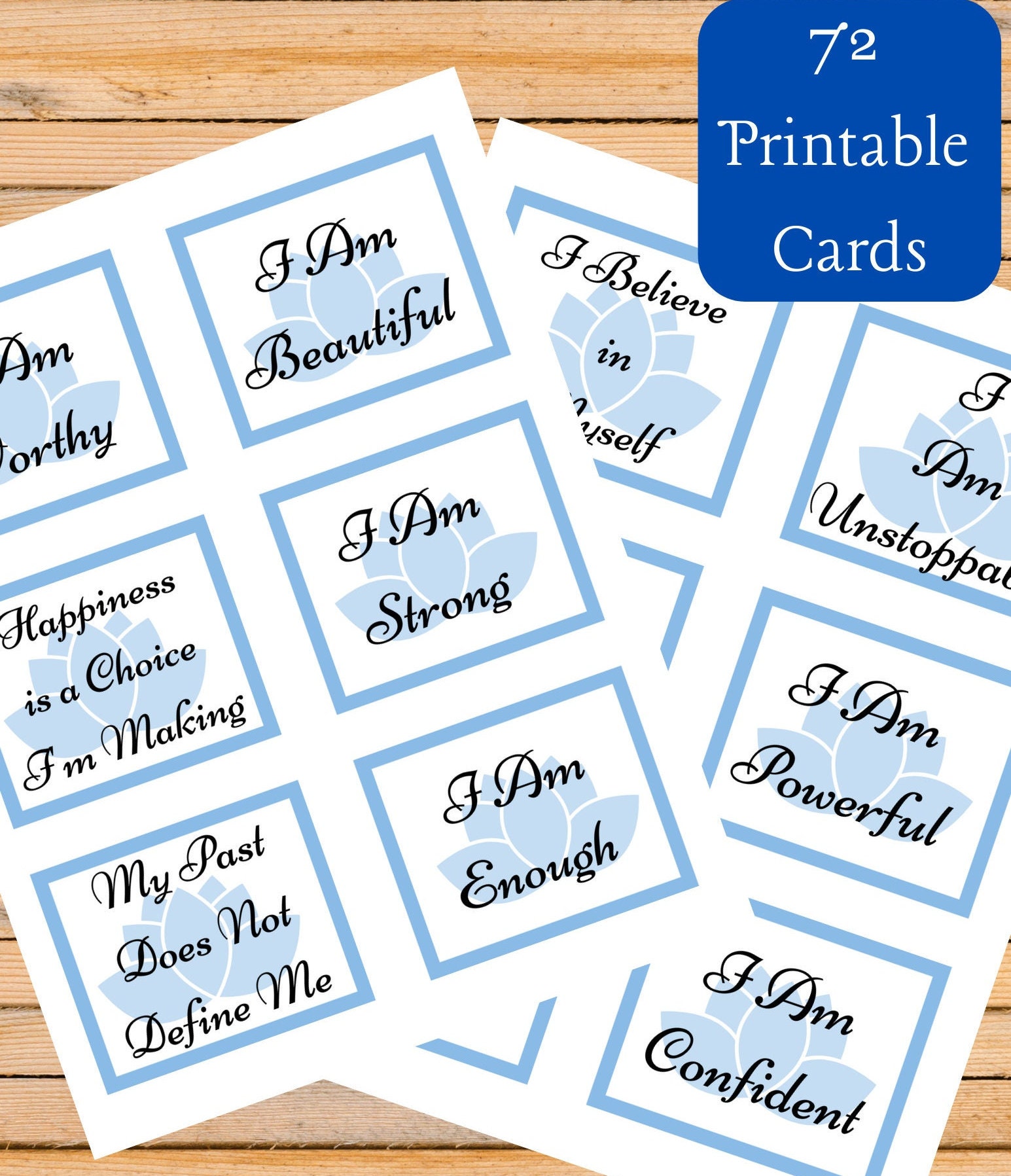Printable Affirmation Cards 72 Affirmation Cards, Motivation Deck, Self ...