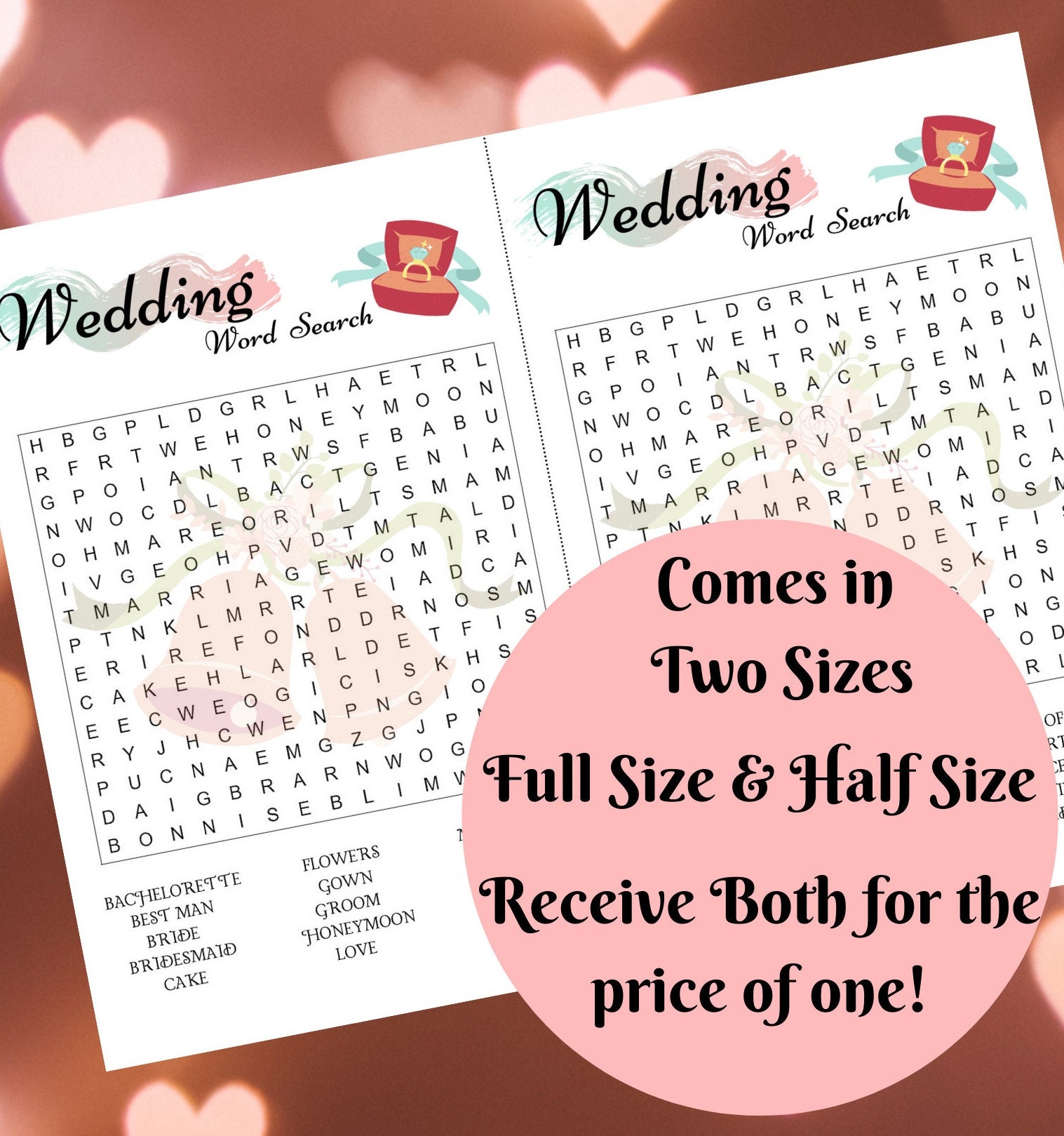 Wedding Word Search Bachelorette Party Game Wedding Favors Printable ...