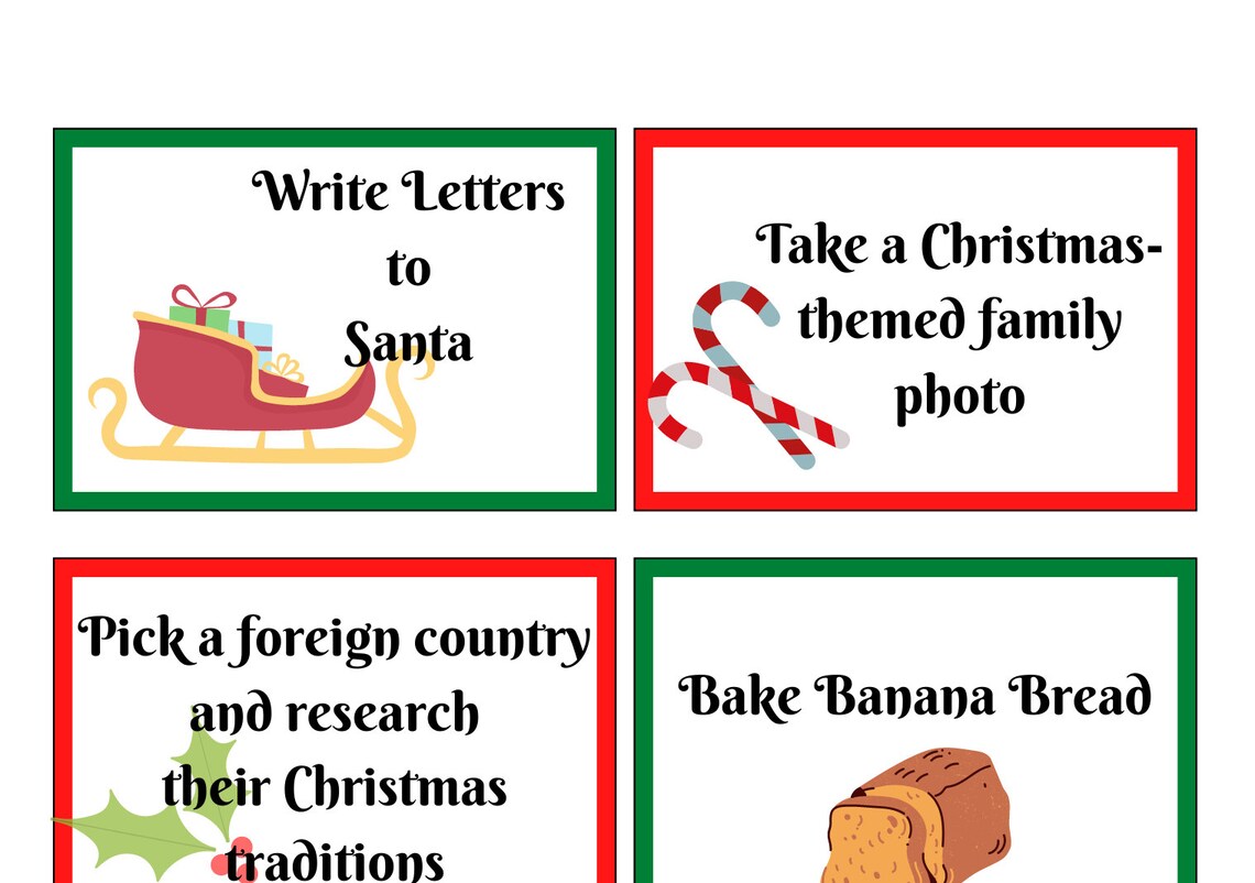 Advent Activity Cards 25 Activities for the Christmas Season Printable ...