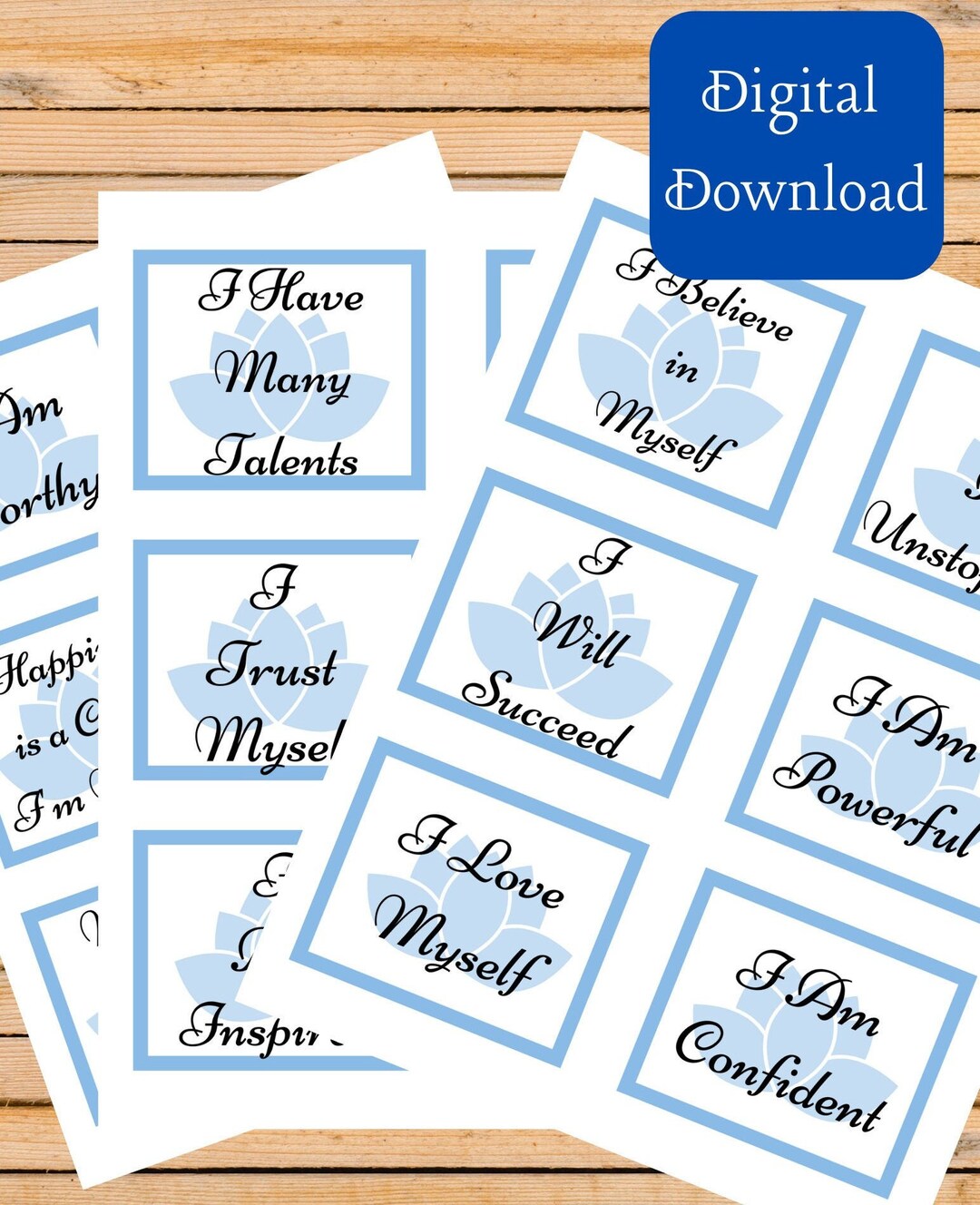 Printable Affirmation Cards 72 Affirmation Cards, Motivation Deck, Self ...