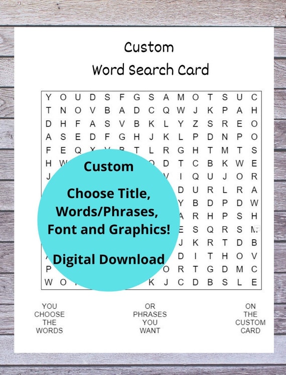 Custom Card Personalized Word Search Card Digital Any | Etsy