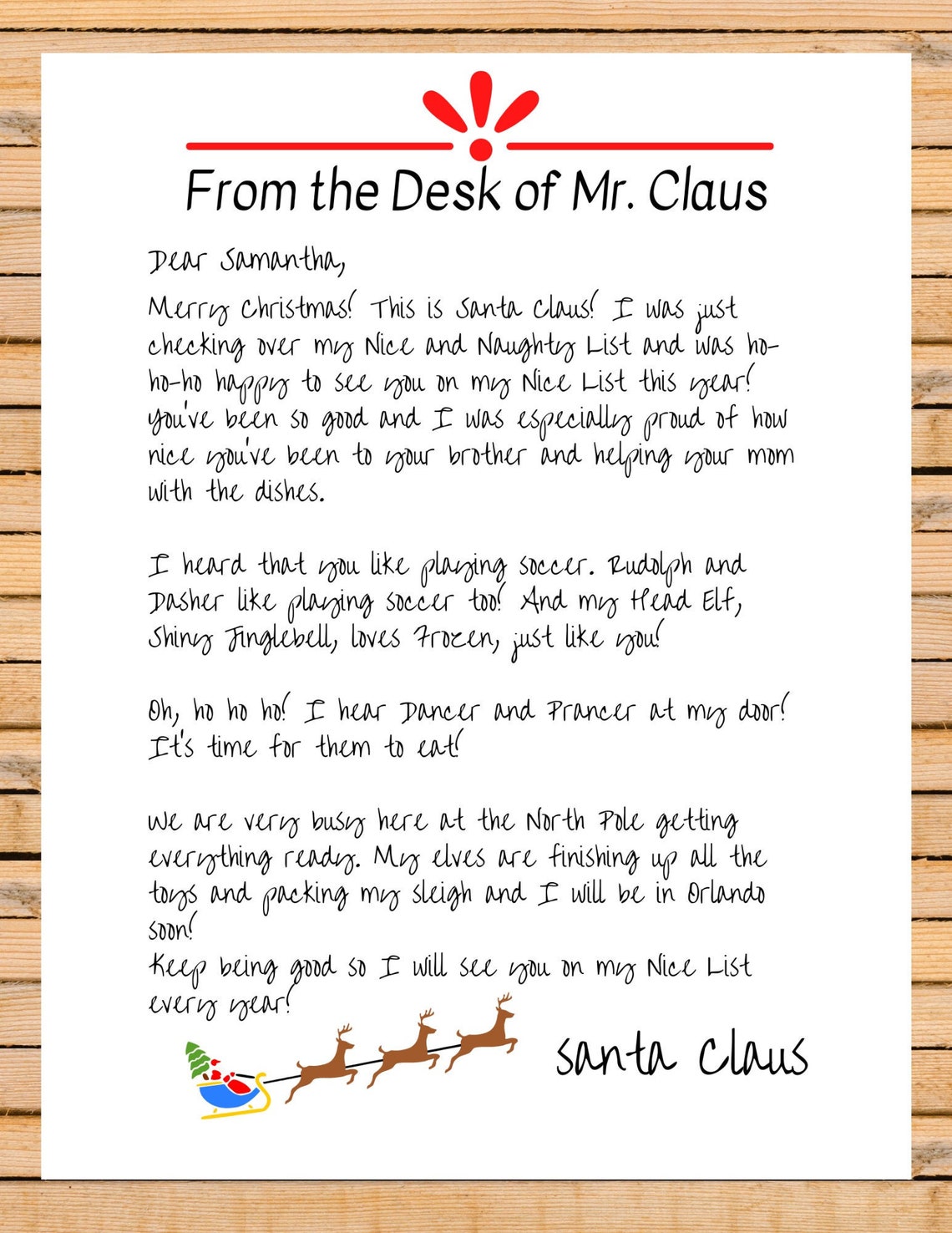 Personalized Letter From Santa Printable and Personalized Letter From ...