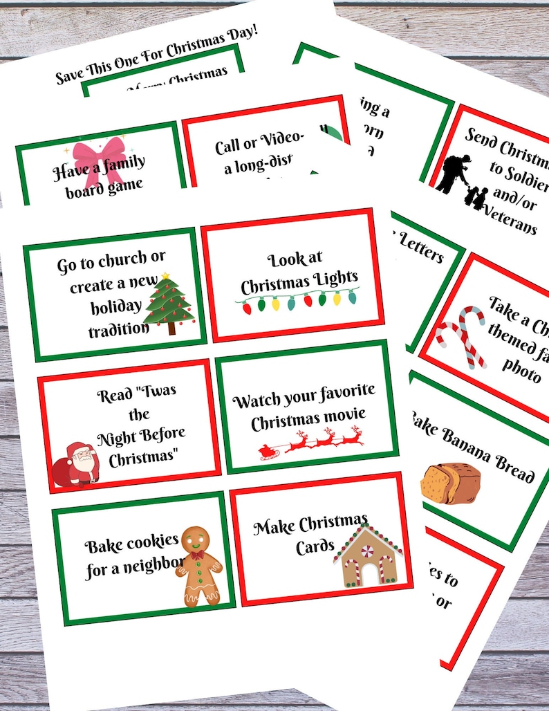 Advent Activity Cards 25 Activities for the Christmas Season Printable ...