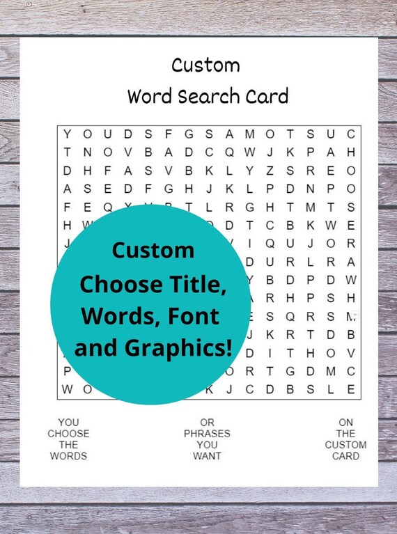 Custom Card Personalized Word Search Card Card for Any - Etsy