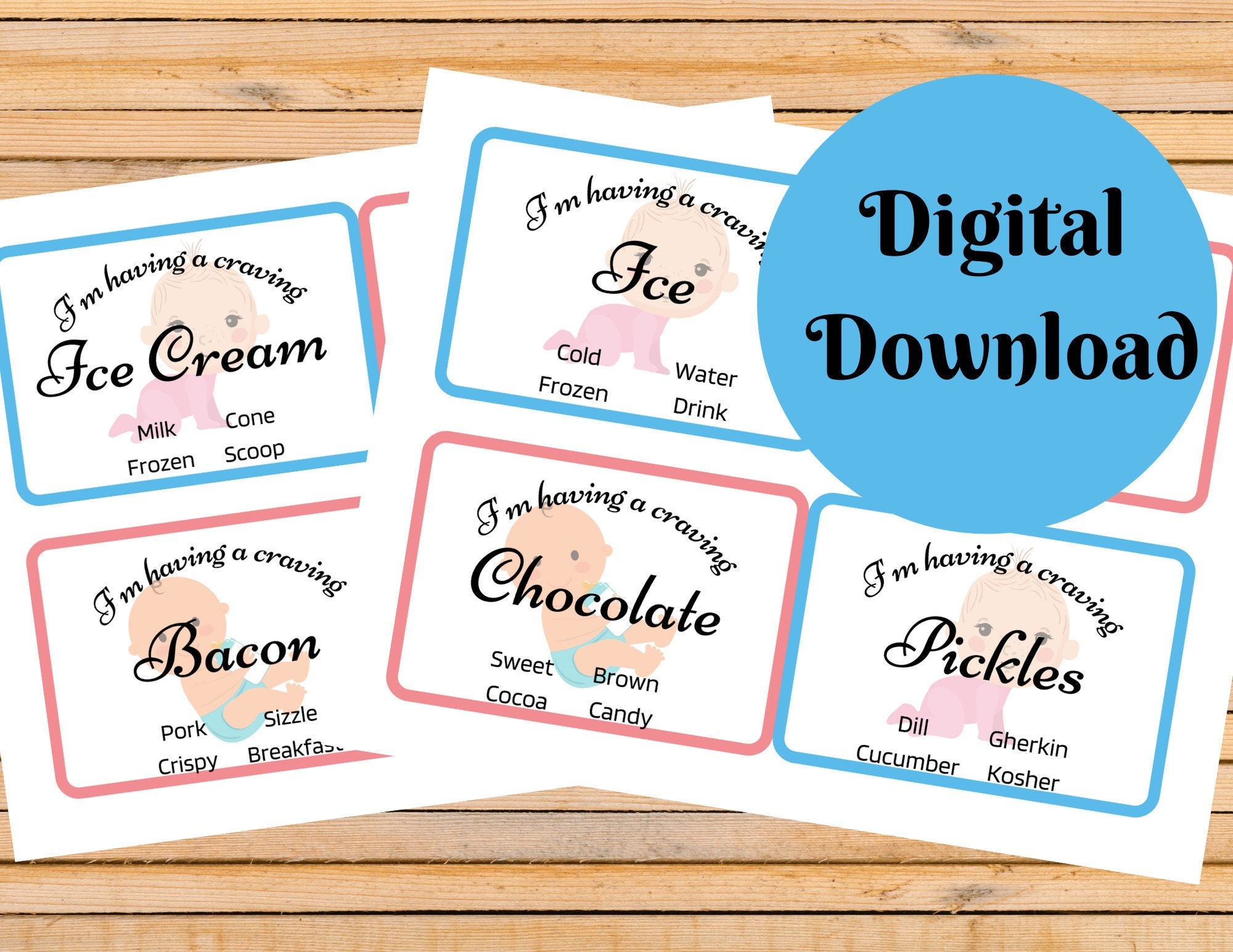 Baby Shower Game - I'm Having a Craving Card Game - Taboo Style Card ...