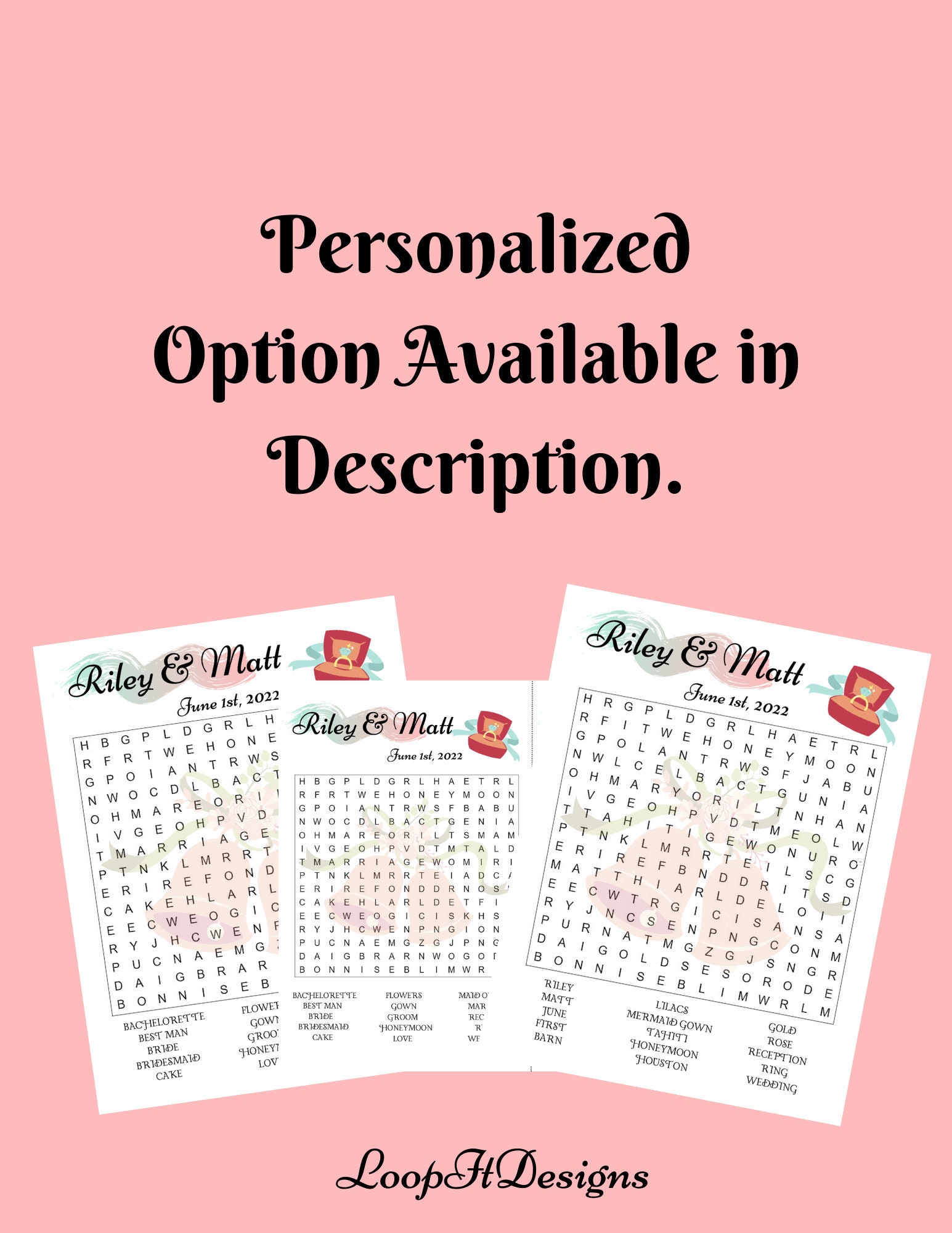 Wedding Word Search Bachelorette Party Game Wedding Favors | Etsy