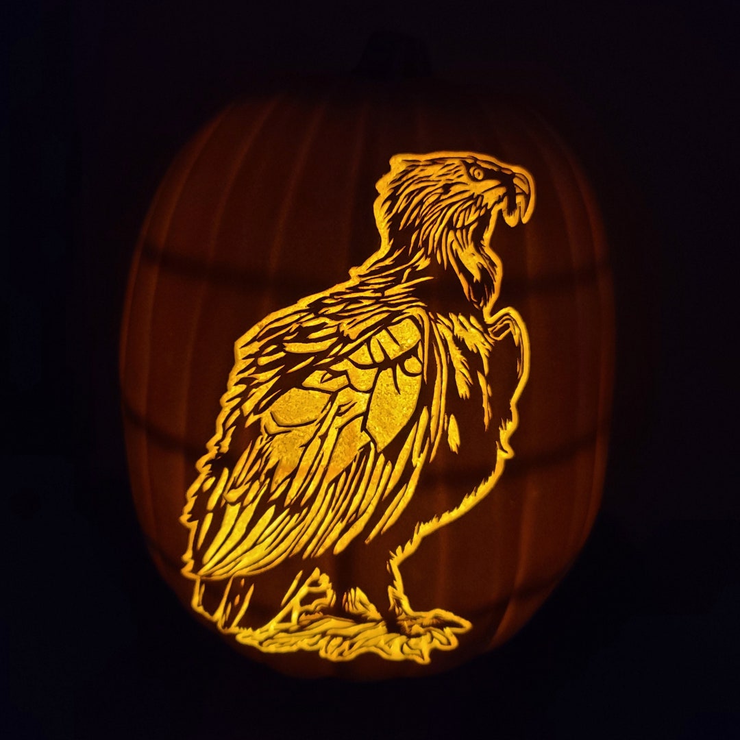 13" Carved Foam Pumpkin, Bearded Vulture, Vulture Pumpkin, Creepy ...