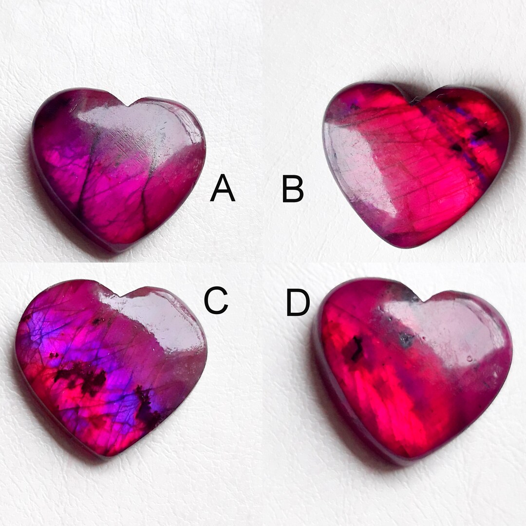 Dyed Purple Labradorite Heart Shape Cabochon Loose Gemstone, AAA ...