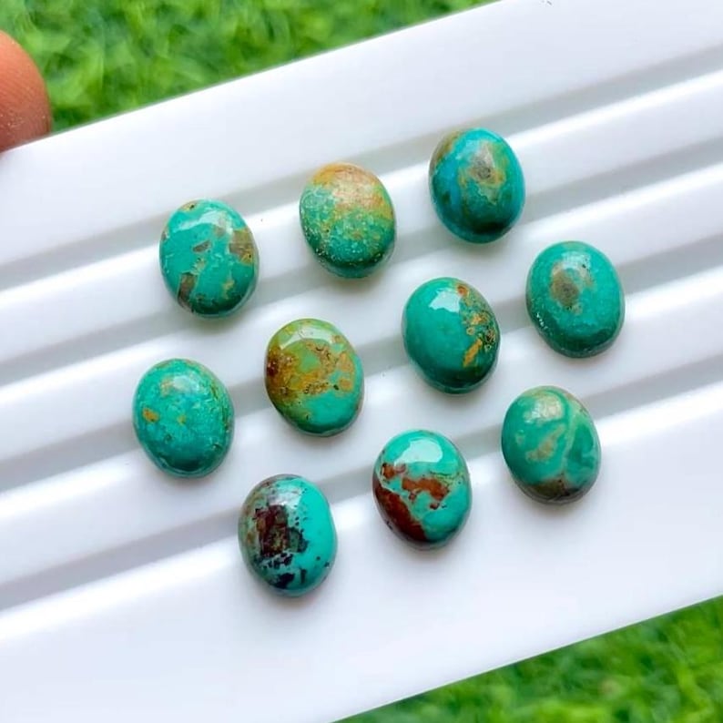 Kingman Turquoise 8x10 MM Calibrated Oval Shape Gemstone 10 Pieces Lot ...