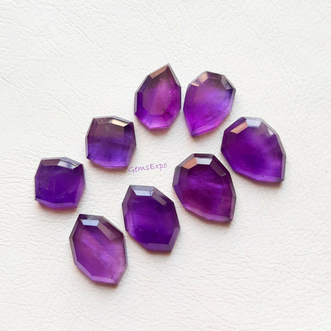 Amethyst Fancy Shape Pair With Flat Back Gemstone 4 Pairs Lot Size : 10 ...