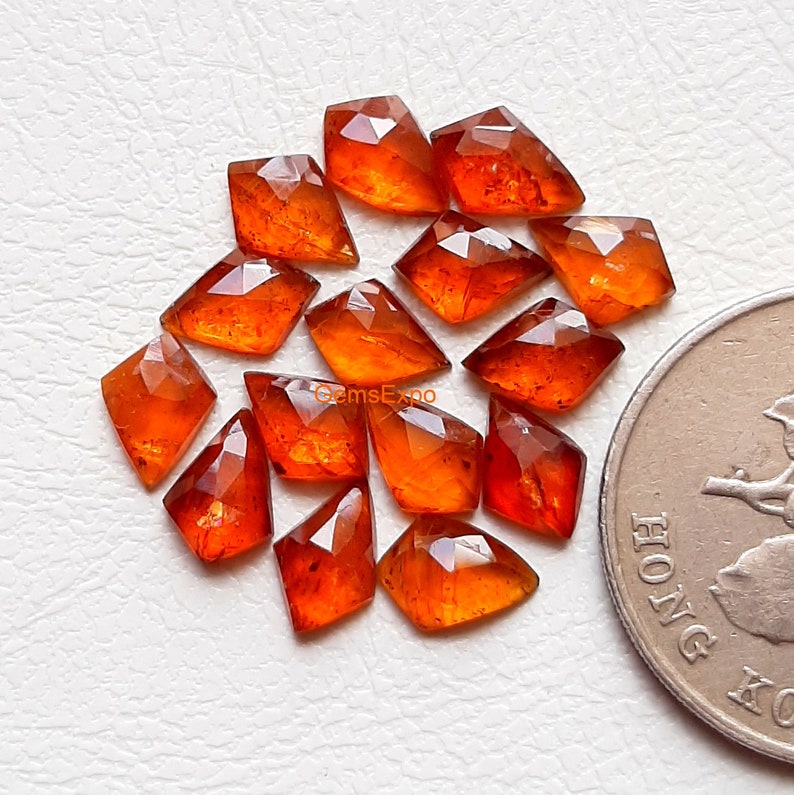 Orange Kyanite Rose Cut Kite Shape Flat Back Gemstone 15 Pieces Lot ...